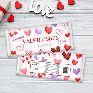 Valentines Chocolate Wrapper Template, Editable Candy Bar Label ...