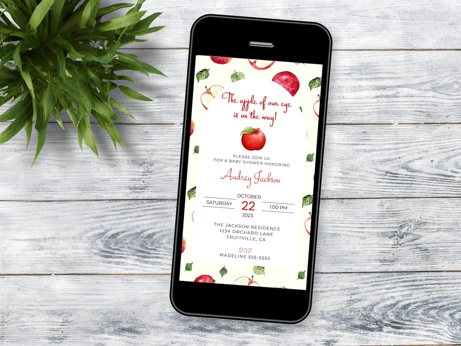 Apple of Our Eye Baby Shower Invitation, Apple Baby Shower Theme ...