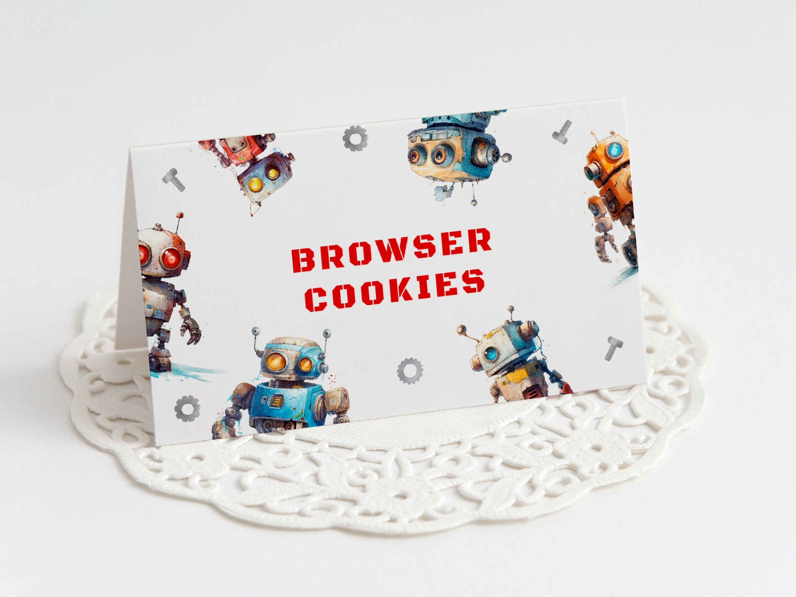 Robot Buffet Card Template, INSTANT DOWNLOAD, Printable Robot Food ...