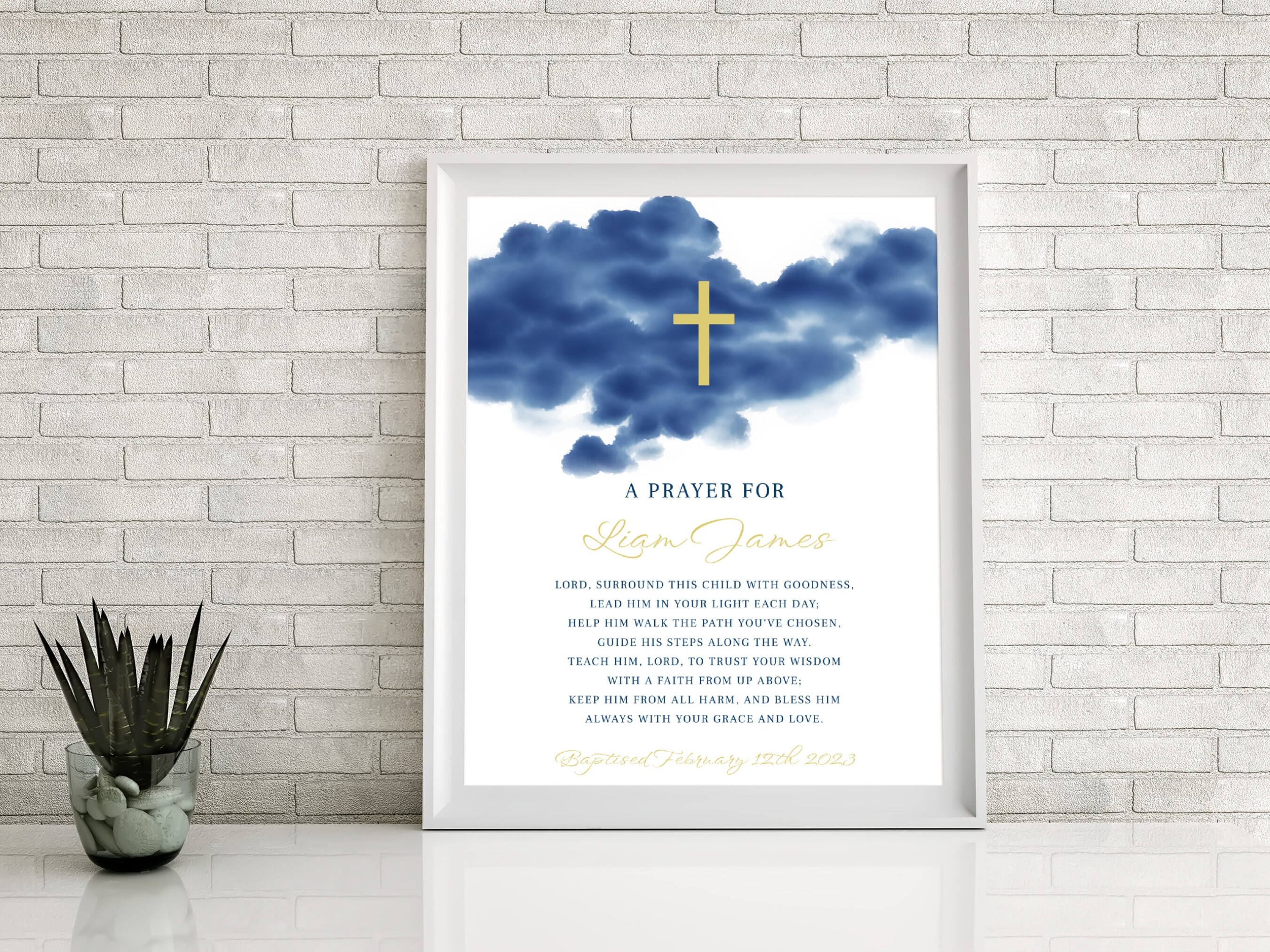 Blue Baptism Prayer Sign Template, INSTANT DOWNLOAD, Printable ...