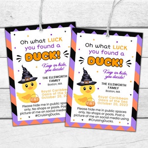 Editable Halloween Cruise Duck Tags, Cruising Duck Template, Printable ...