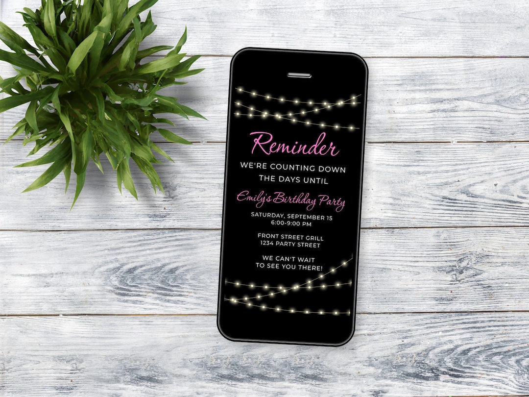 Party Reminder Template, Editable Birthday Courtesy Text for Party ...