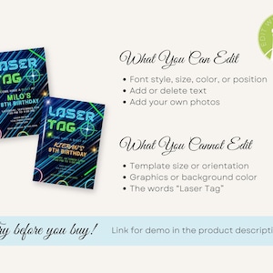 Laser Tag 8th Birthday Invitation Template, Boys Neon Glow Party, Kids ...