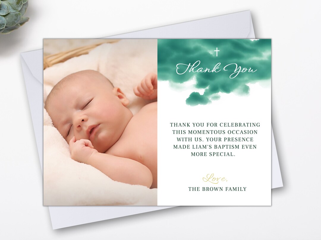 Baptism Thank You Card Template, INSTANT DOWNLOAD, Printable ...