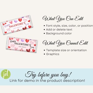 Valentines Chocolate Wrapper Template, Editable Candy Bar Label ...
