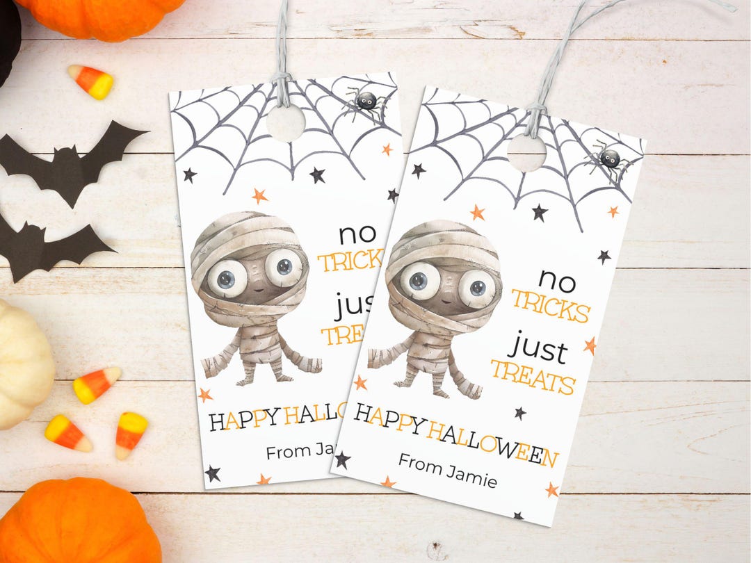 Mummy Treat Tag Template, Editable Halloween Gift Tag, Printable Party ...