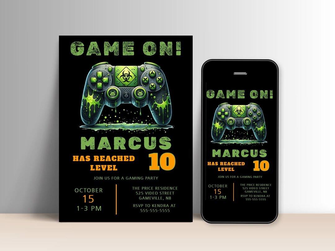Video Game Birthday Invitation Template, Editable Gaming Party Digital ...