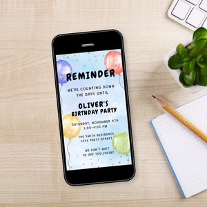 Party Reminder Template, Editable Birthday Courtesy Text for Party ...