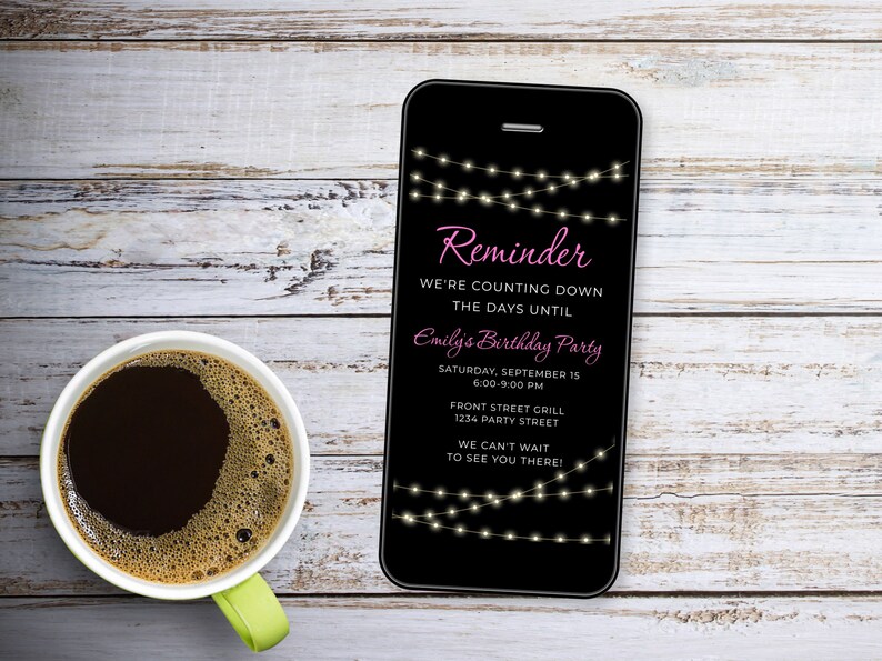 Party Reminder Template, Editable Birthday Courtesy Text for Party ...