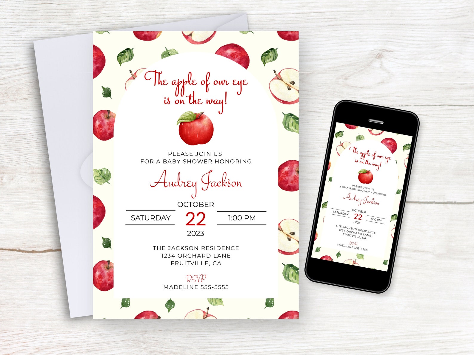 Apple of Our Eye Baby Shower Invitation, Apple Baby Shower Theme ...