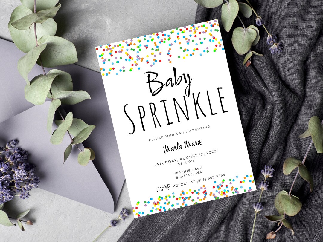 Baby Sprinkle Invitation, Editable Baby Shower Digital Invite, Rainbow ...