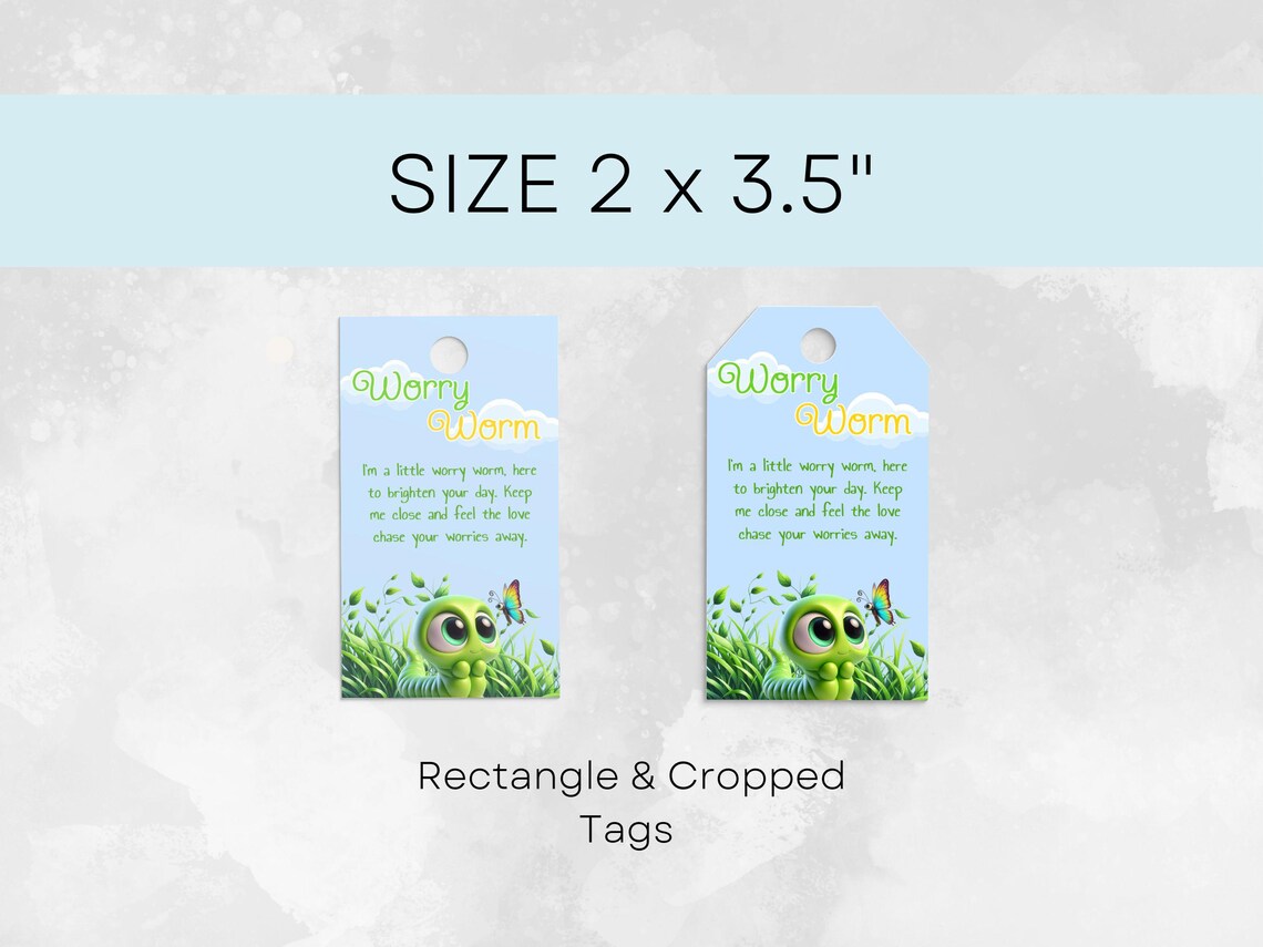 Worry Worm Tag Printable, Gift Tag for Crochet Knit Loom Worry Worm ...