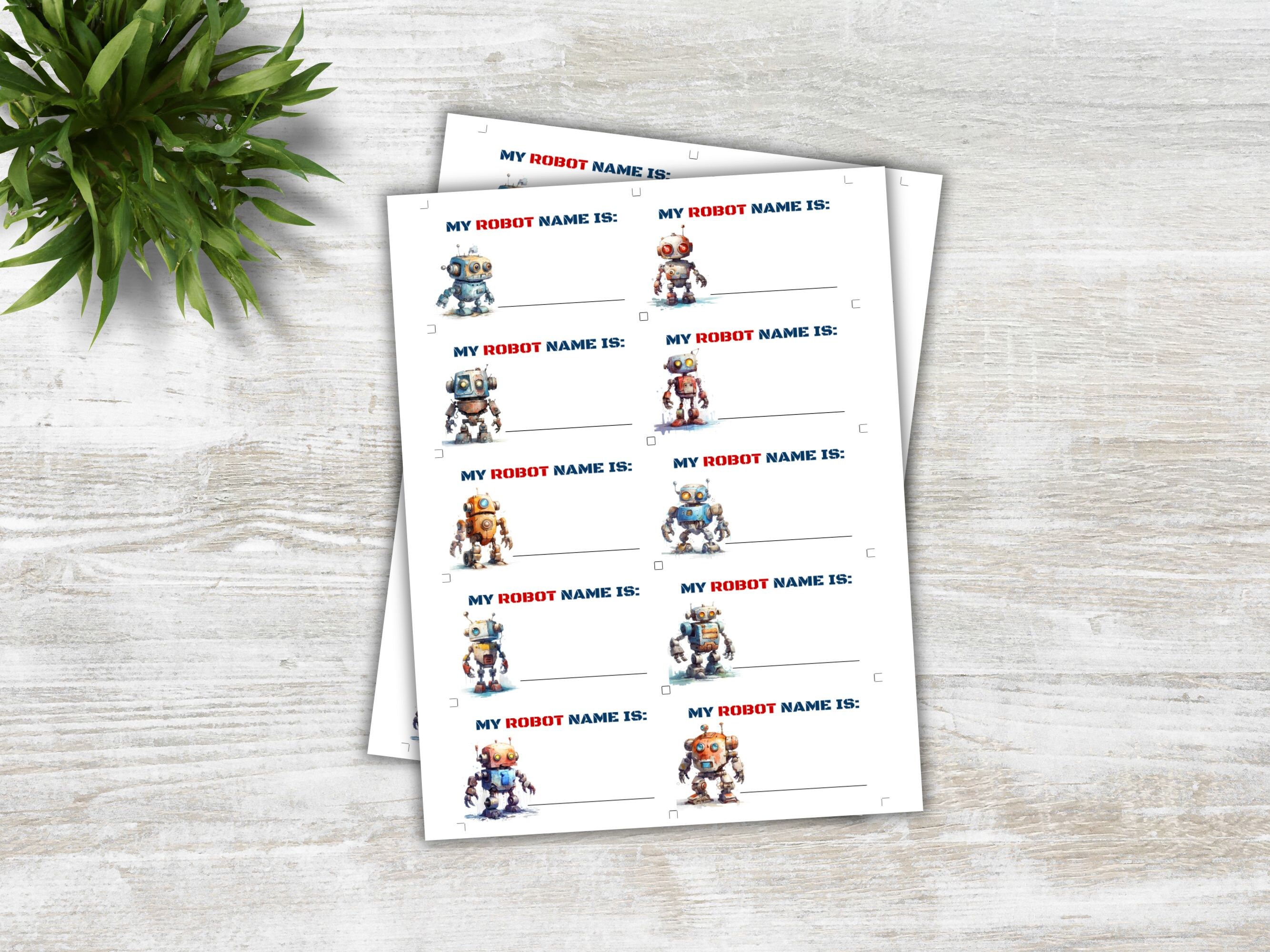What's Your Robot Name Party Game & Name Tags, Boys Birthday Activity ...