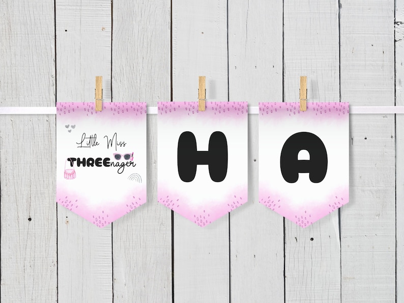 Little Miss Threenager Birthday Party Decorations Editable - Etsy