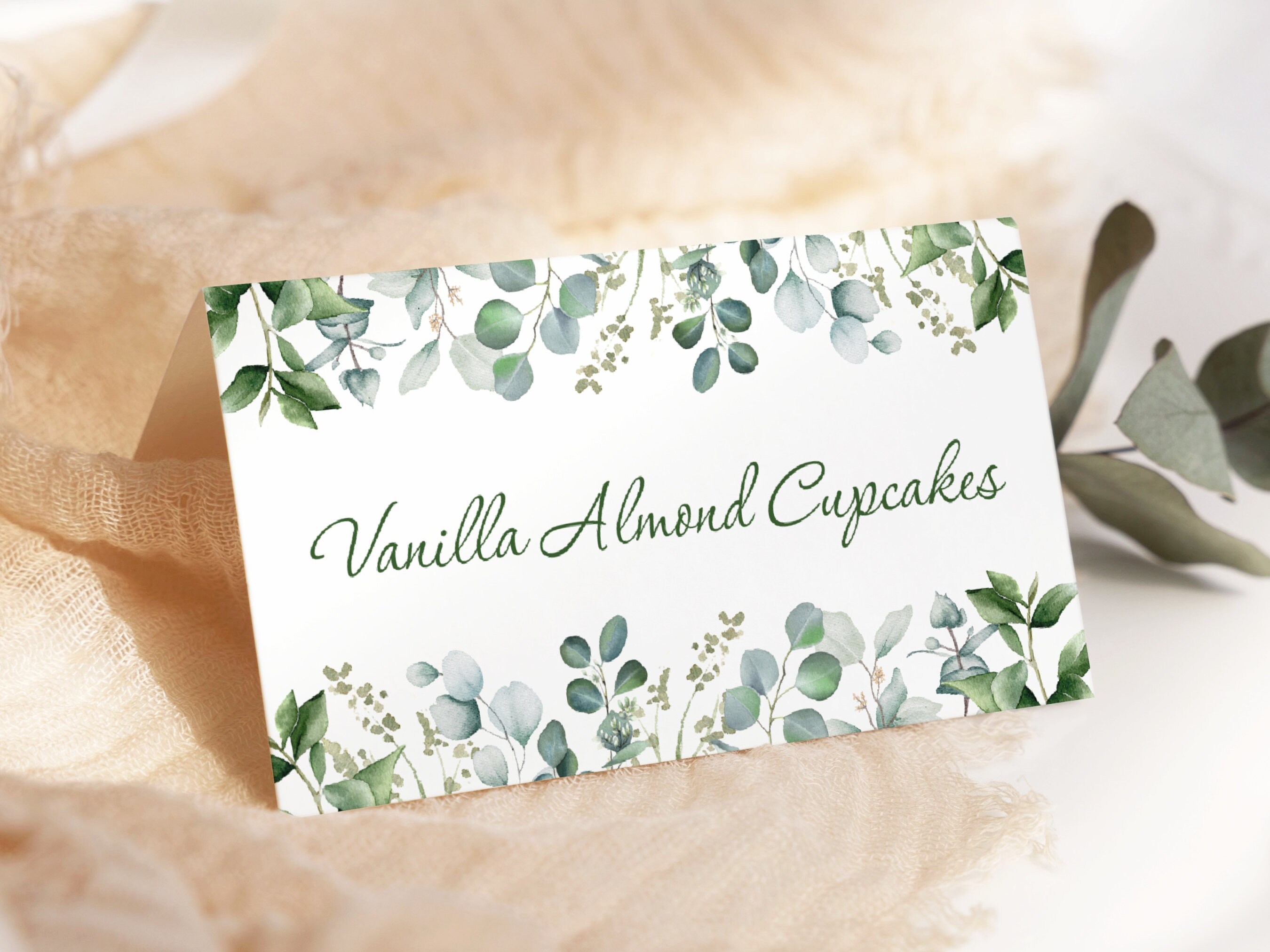 Editable Buffet Card Template, INSTANT DOWNLOAD, Printable Greenery ...