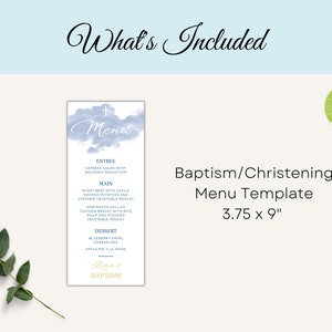 Boy Baptism Menu Template Printable Christening Menu - Etsy Canada