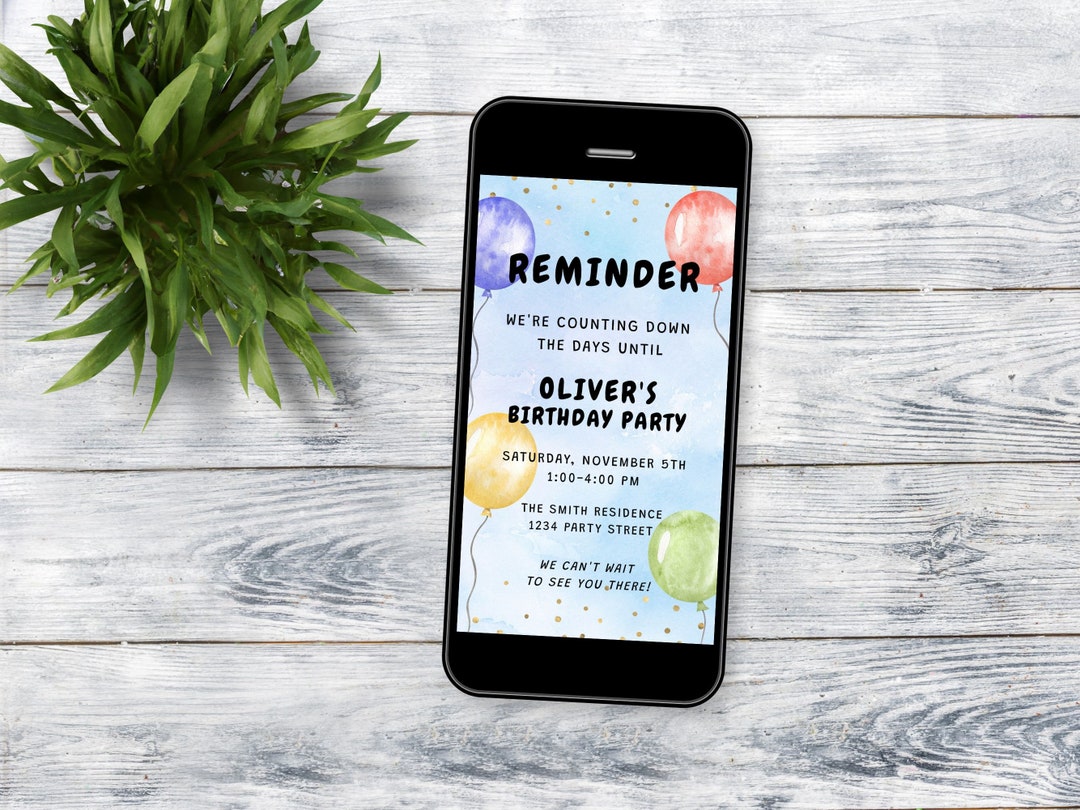 Party Reminder Template, Editable Birthday Courtesy Text for Party ...