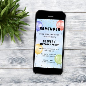 Party Reminder Template, Editable Birthday Courtesy Text for Party ...