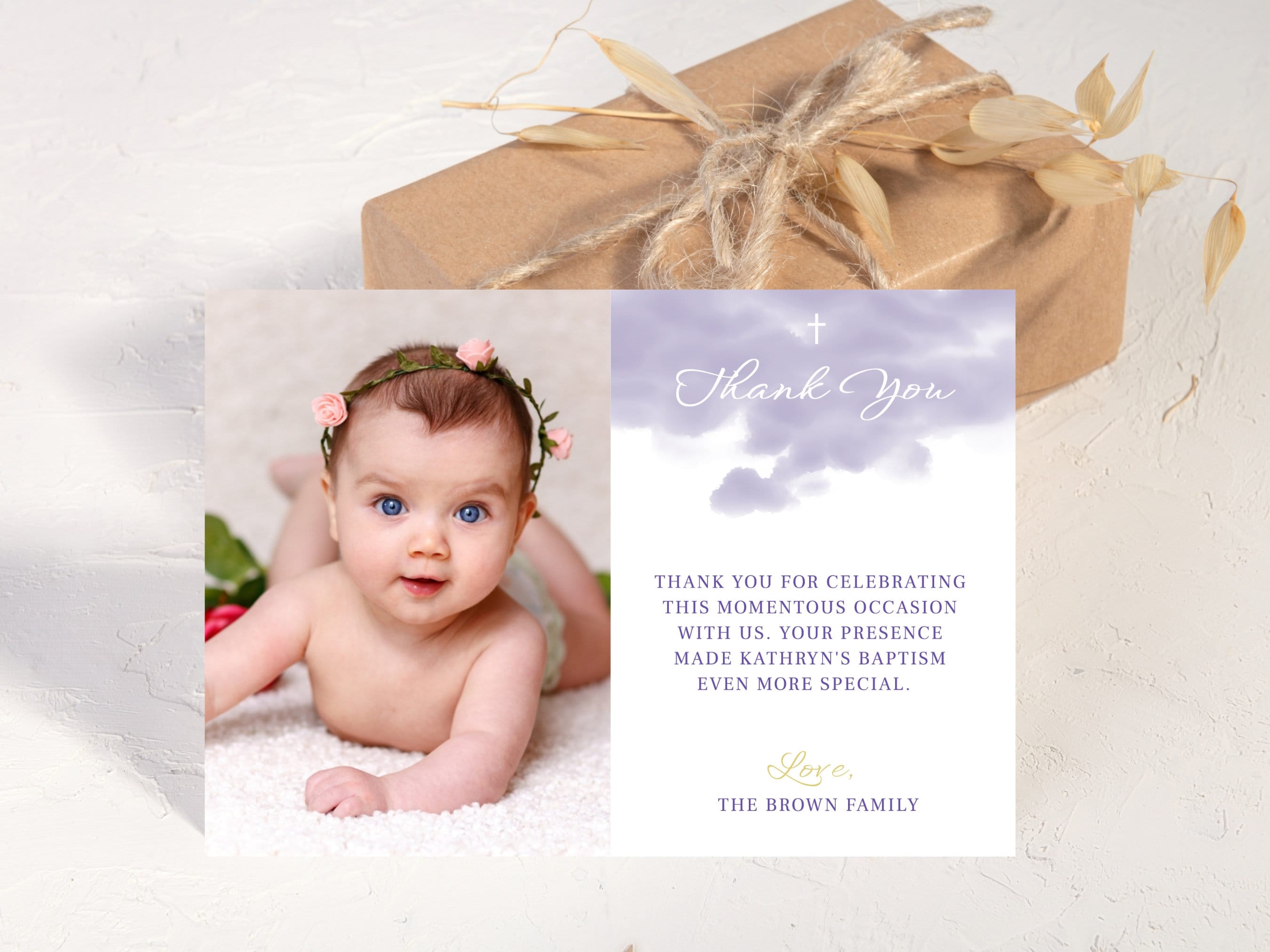 Baptism Thank You Card Template, INSTANT DOWNLOAD, Printable ...