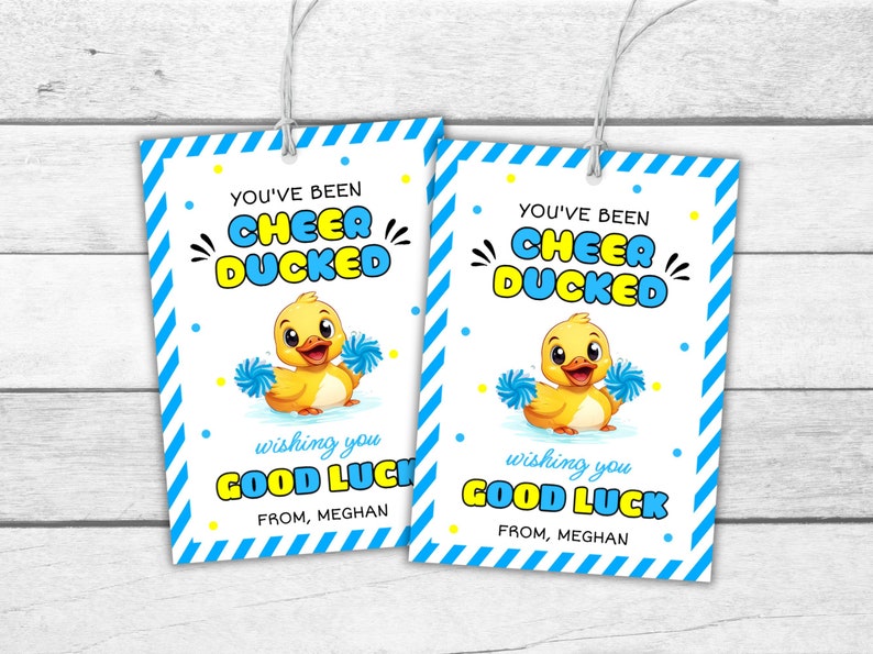 Editable Cheer Duck Tag, You've Been Ducked Tag, Printable Cheerleader ...