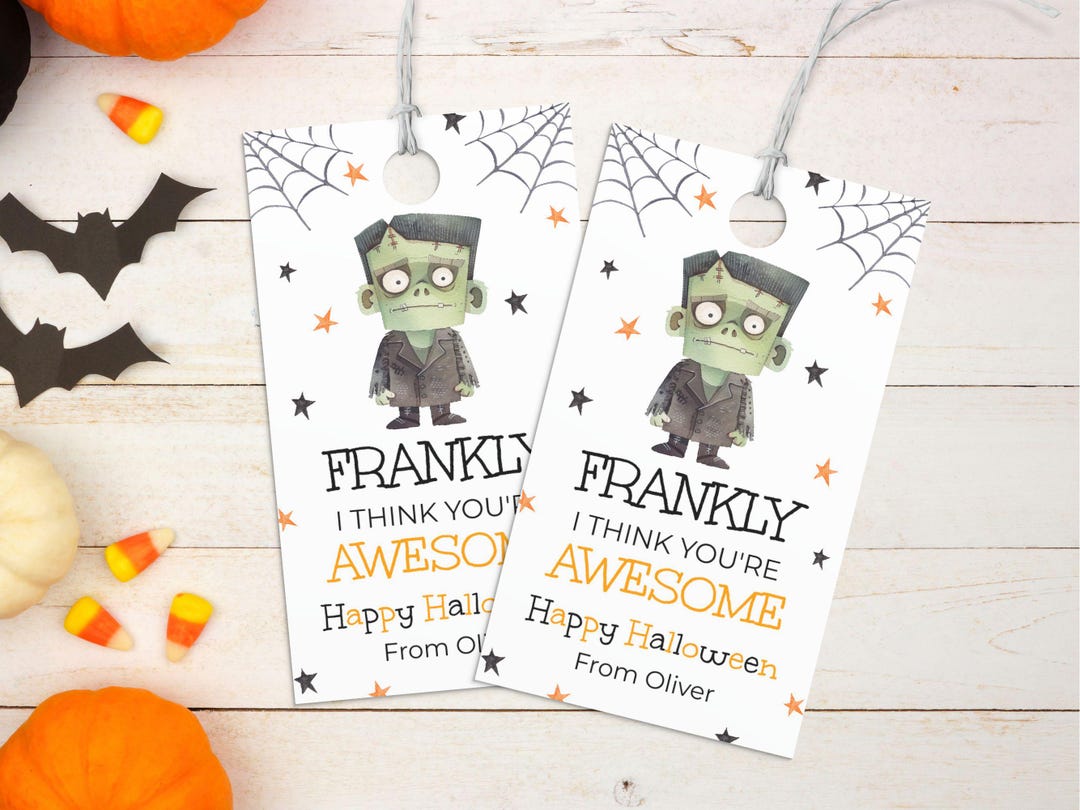 Frankenstein Treat Tag Template, Editable Halloween Gift Tag, Printable ...