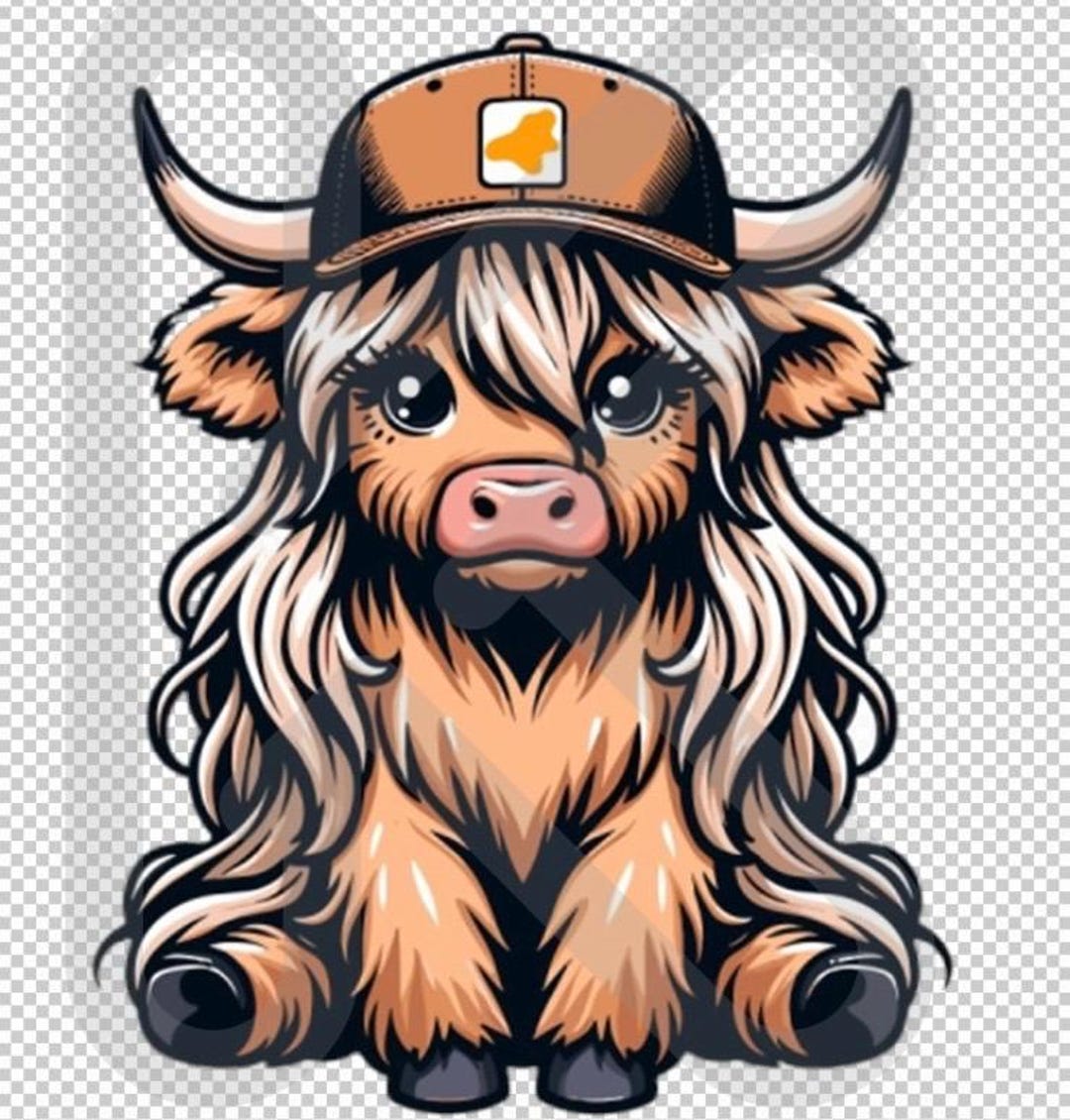 Highland Cow With Hat PNG Design Comes With Sleeve Design - Etsy