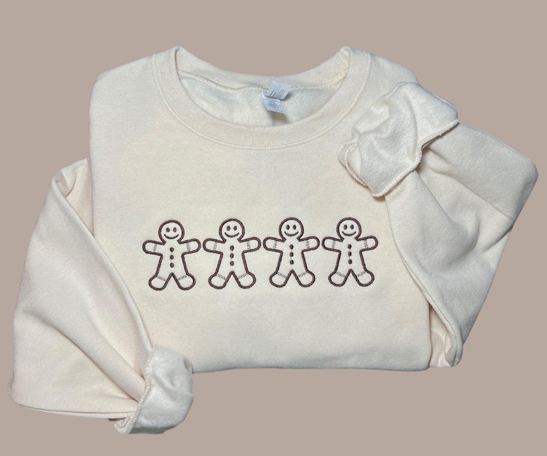 Gingerbread Men Embroidered Pullover, Gingerbread Sweater, Holiday Gift ...