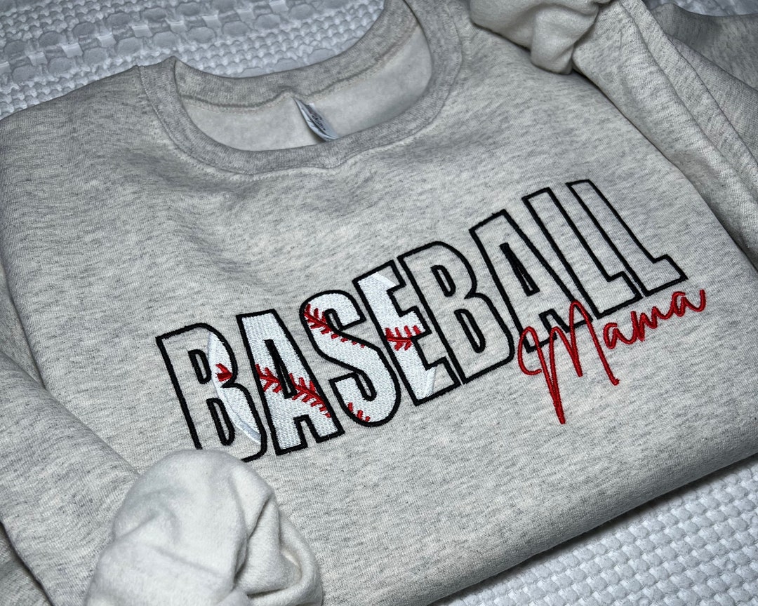 Embroidered Baseball Mama Sweatshirt, Baseball Mom Sweatshirt, Embroidered Mom Sweatshirt ...