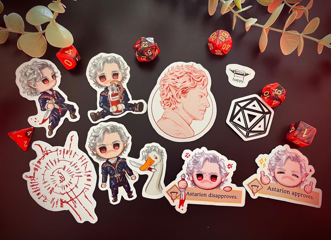 Astarion Sticker Pack: Baldur's Gate 3 Vinyl Stickers - Etsy