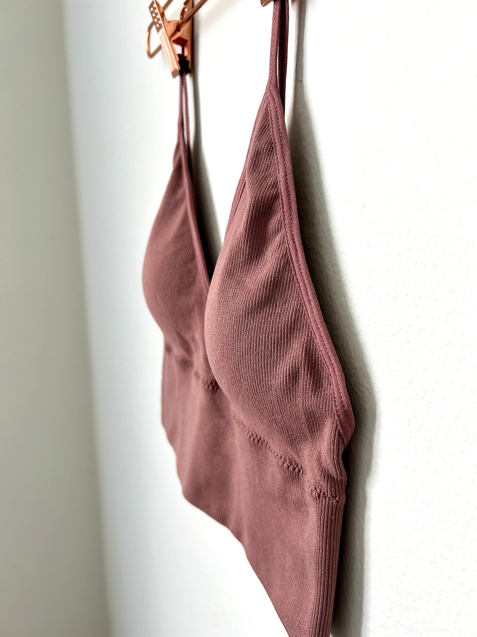 Deep V Low Back Seamless Ribbed Bralette for Small Chest With Thicker ...