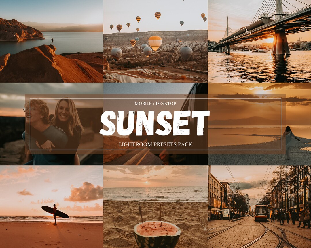 15 Sunset Lightroom Presets, Golden Hour Filters, Warm & Vibrant Photo ...