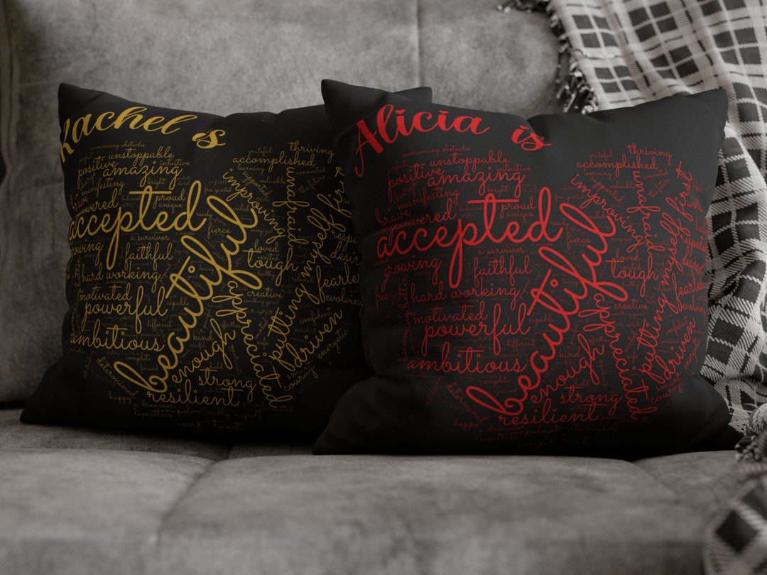 Customizable Heart Affirmation Pillow - Positive Home Decor - Self Love ...