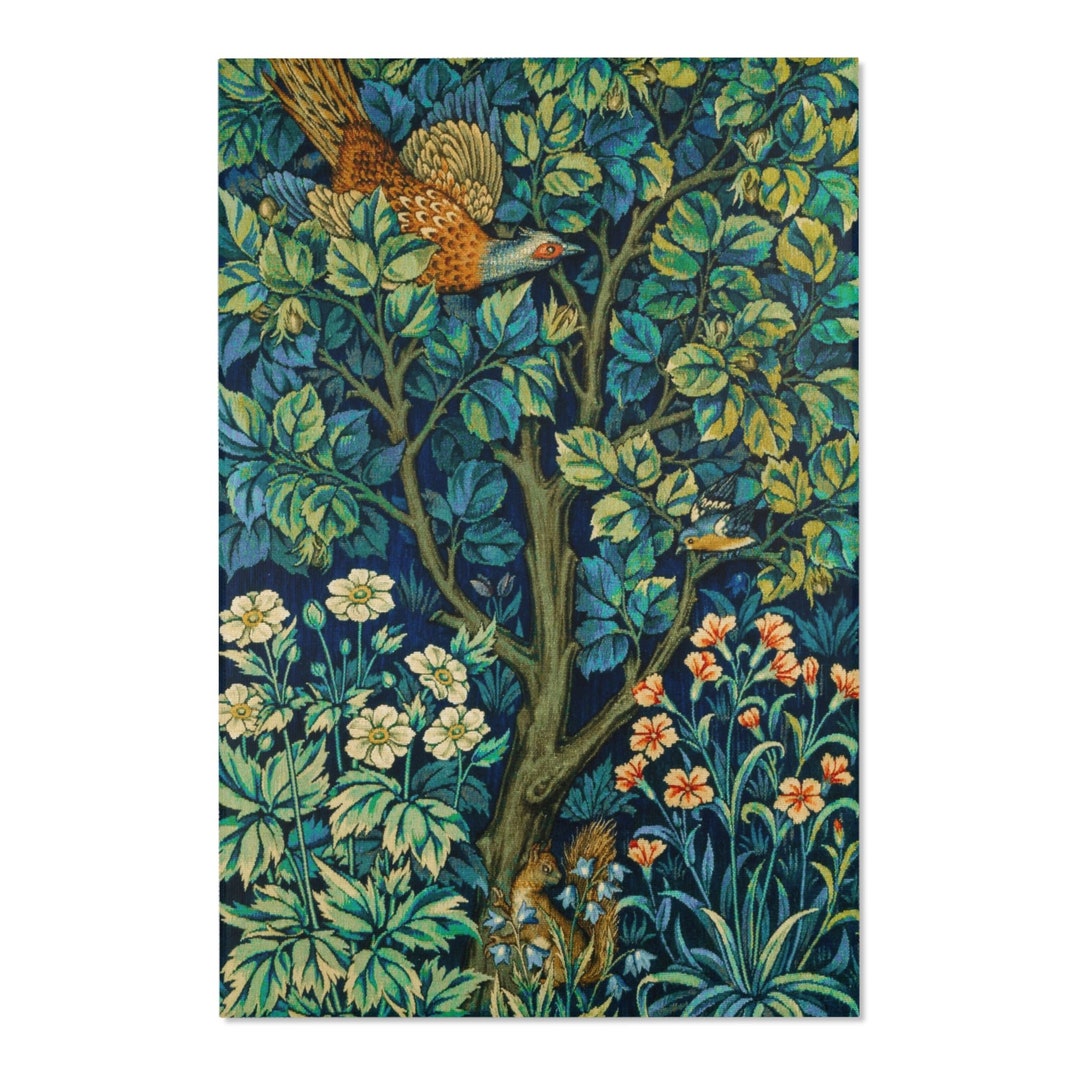 Area Rugs William Morris Pheasant and Squirrel blue Decorator Rug ...