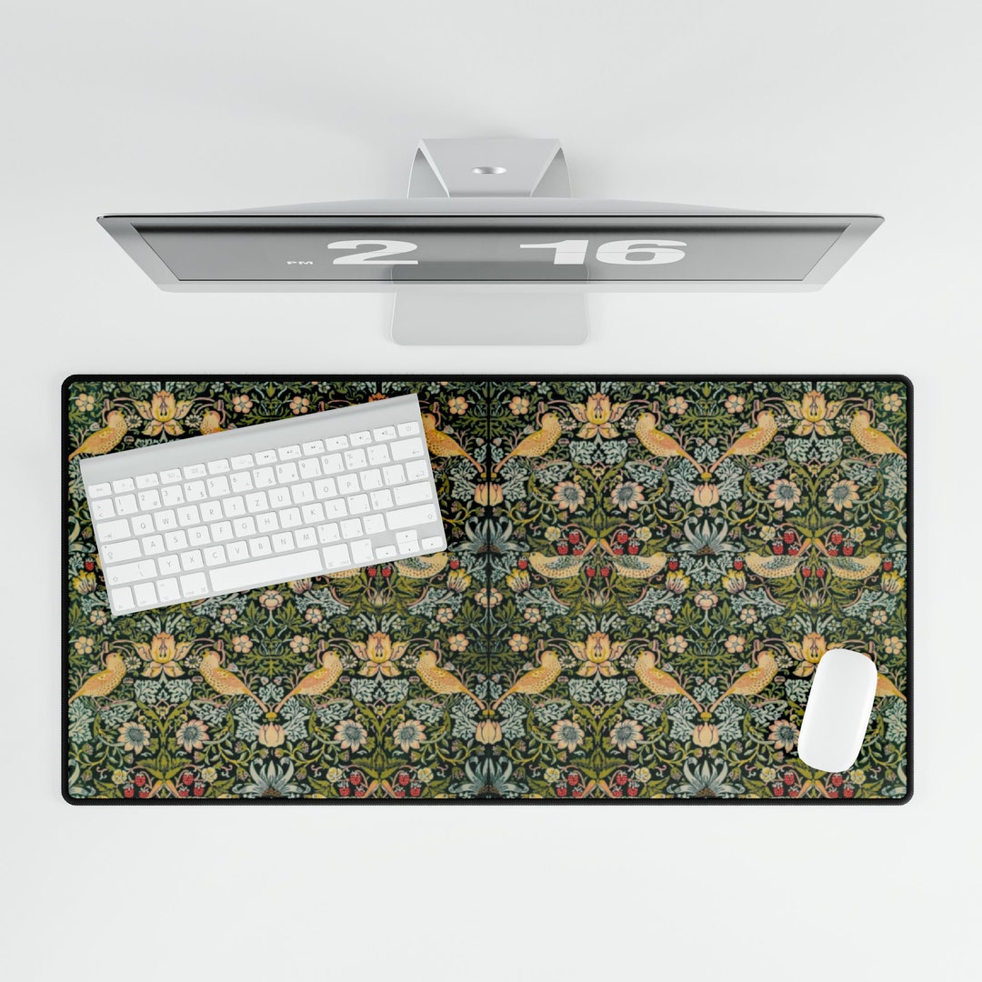 Desk Mat William Morris Strawberry Thief ebony Mouse Pad, Computer Desk ...