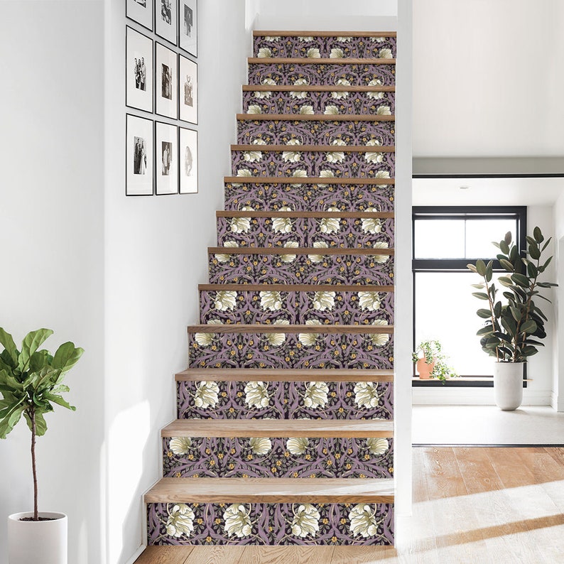 Stair Stickers 13 William Morris Pimpernel rosewood Stair Riser Decals ...