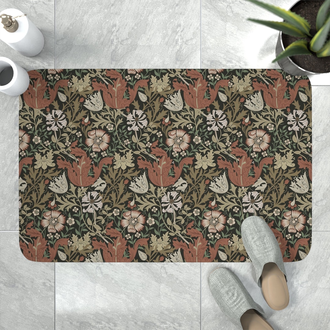 Bath Mat William Morris Memory Foam Compton moor Cottage Gifted Matting ...