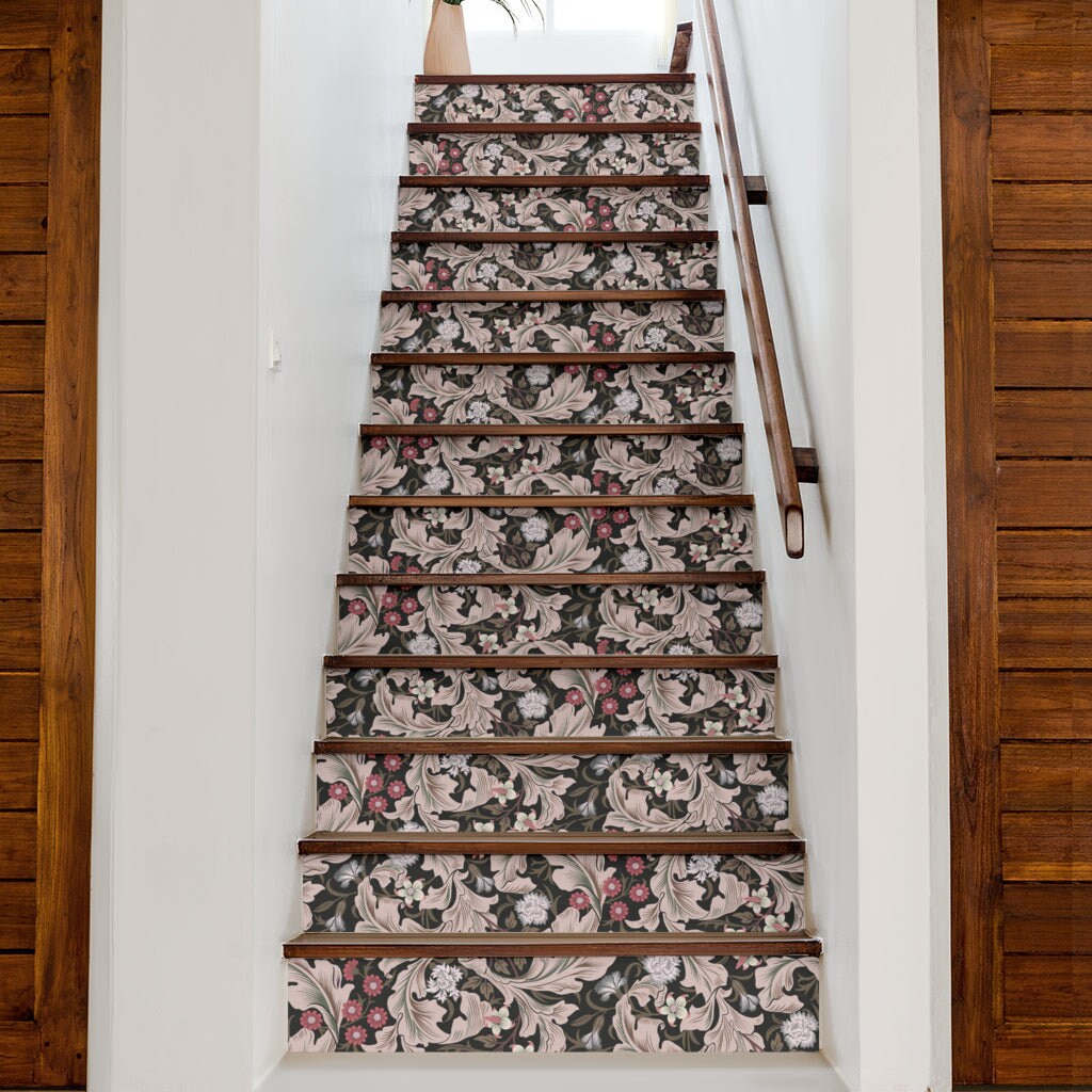 Stair Stickers 13 William Morris Leicester mocha Stair Riser Sticker ...
