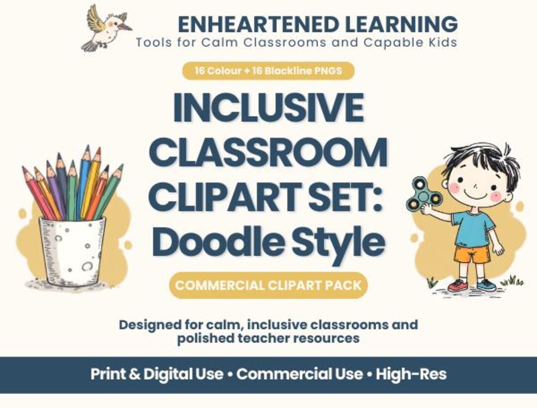 Inclusive Classroom Core Clipart Set, 16 Colour + 16 Blackline ...