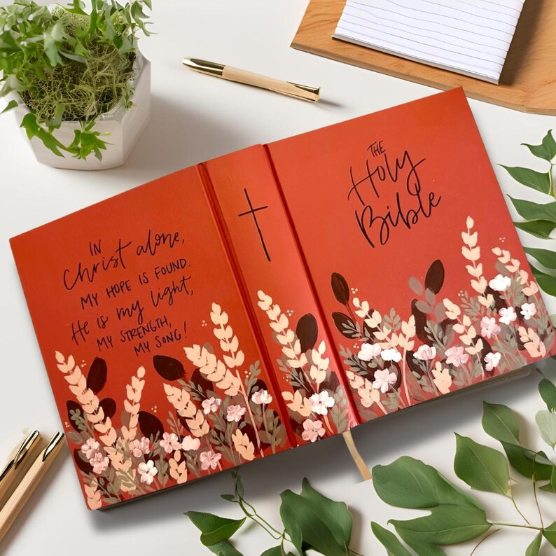 Rust Botanical Hand Painted Bible | ESV Hardcover Journaling ...