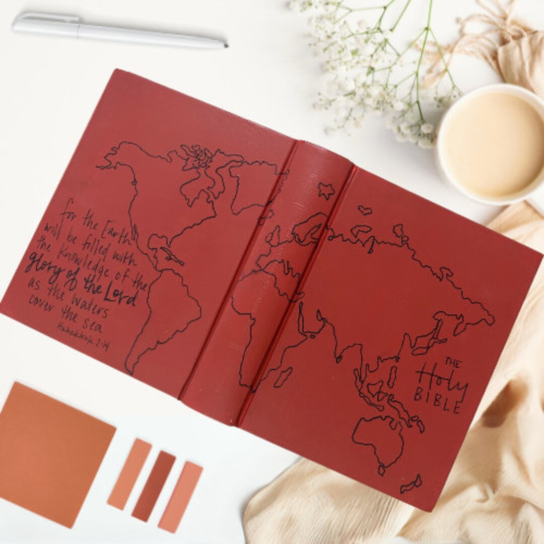 Rust Map Outline Hand Painted ESV Journaling Bible - Etsy