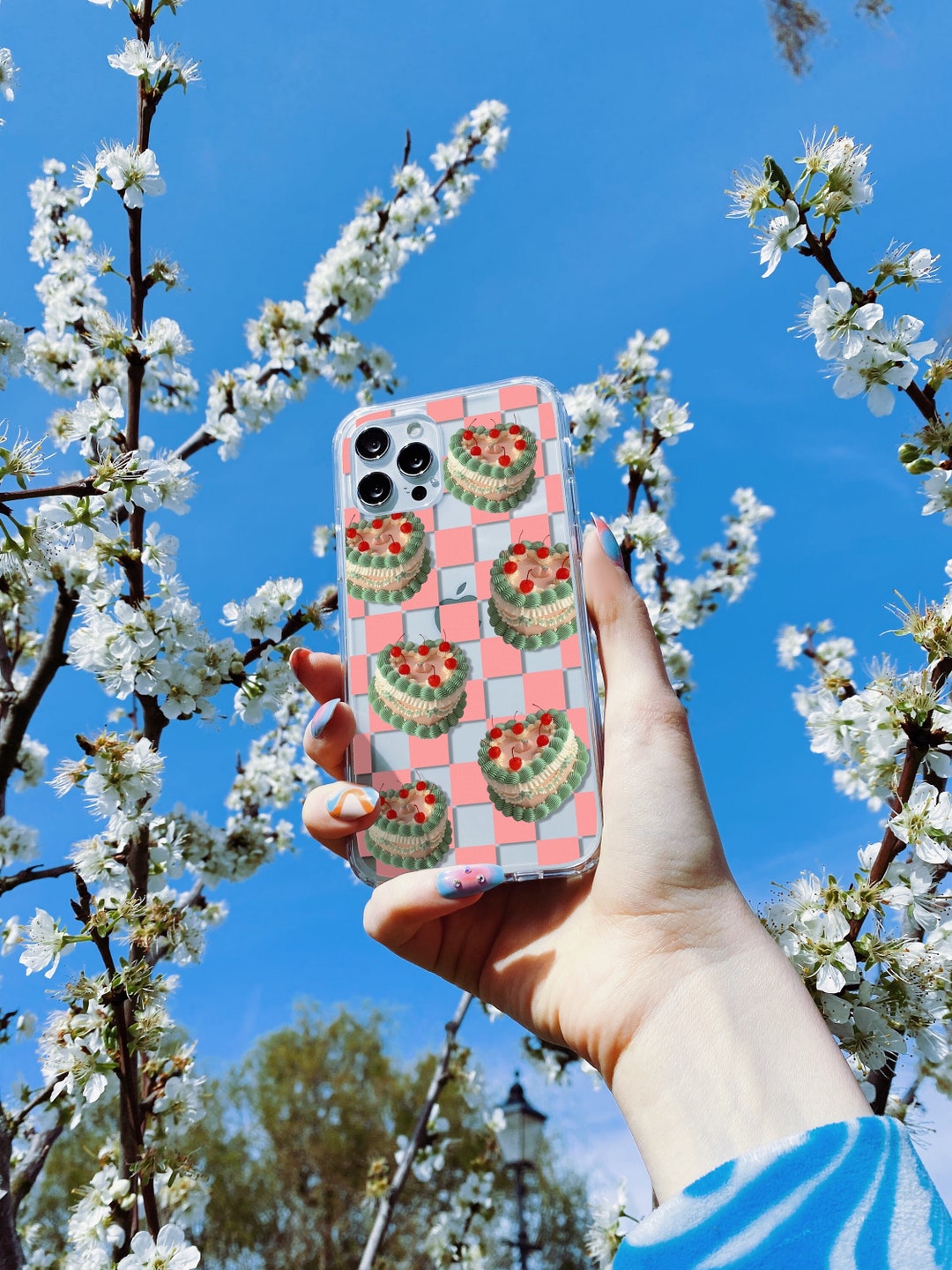 Kitsch Cakes Phone Case Y2K Green and Pink Clear Case Weirdcore ...