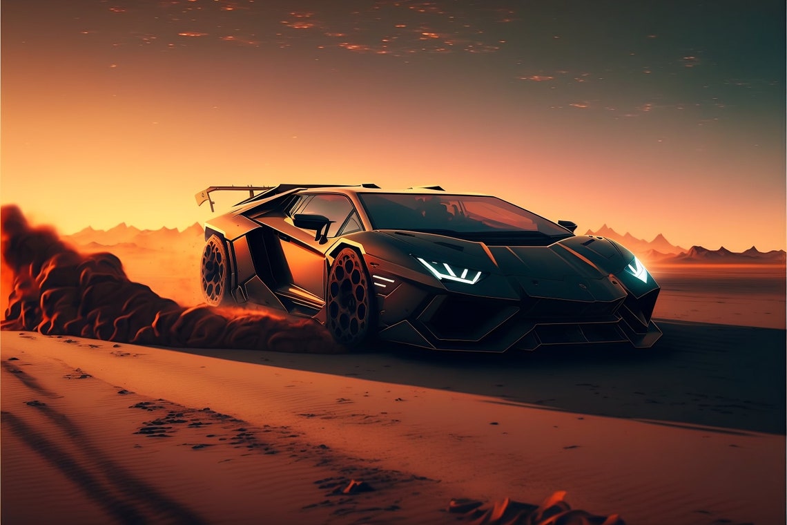 Lamborghini Desert Art, Digital Art, Wallpaper - Etsy
