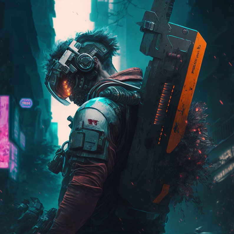 Cyberpunk Chainsaw, Video Games, Gaming Art, Digital Art - Etsy