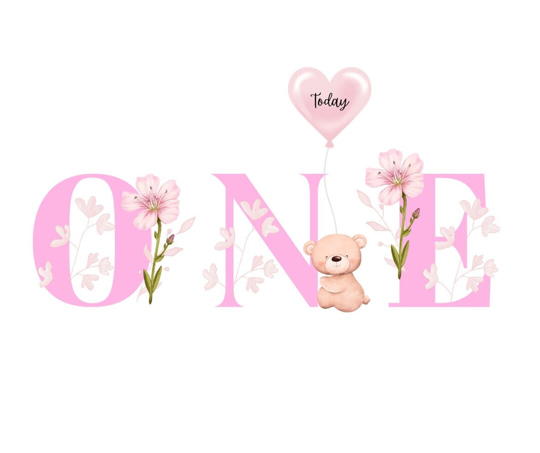 ONE | First Birthday | Girl Birthday | Pink One | PNG | Sublimation ...