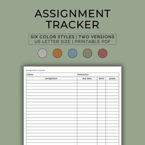 Assignment Tracker Printable | Assignment Planner | Student Assignment ...