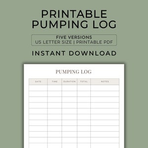 Printable Daily Pumping Log Tracker | Pumping Log | Feed Log | Baby ...