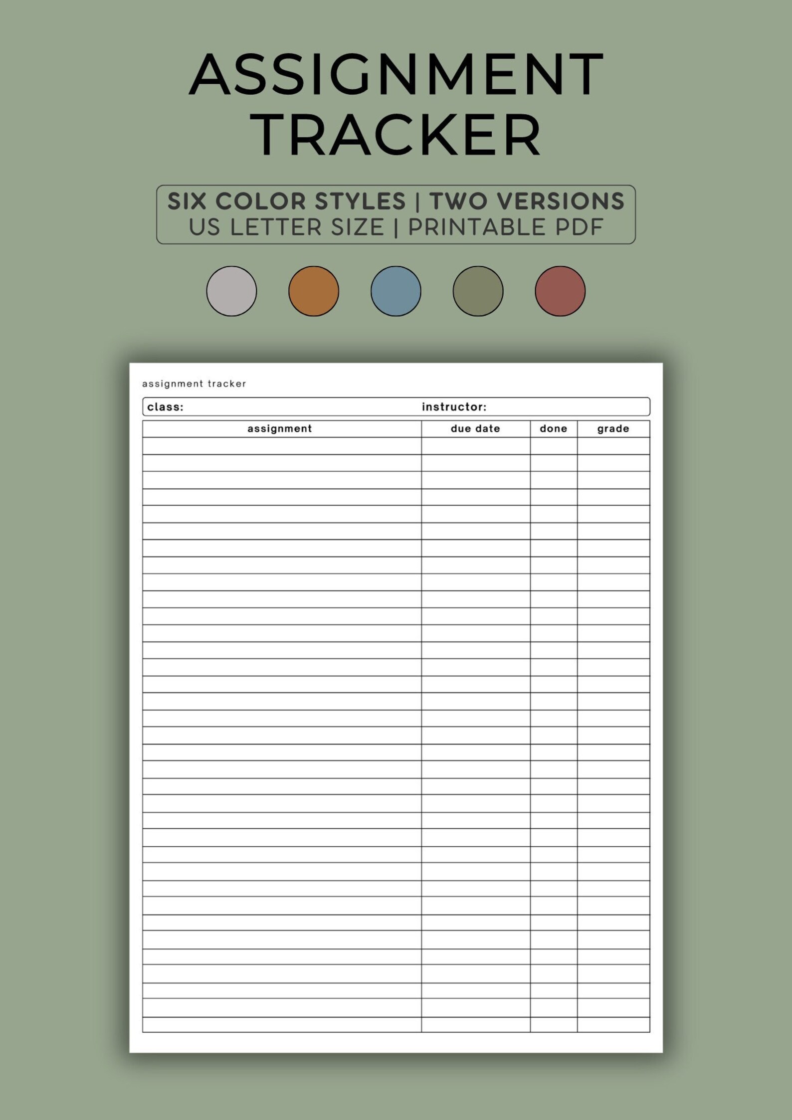 Assignment Tracker Printable | Assignment Planner | Student Assignment ...