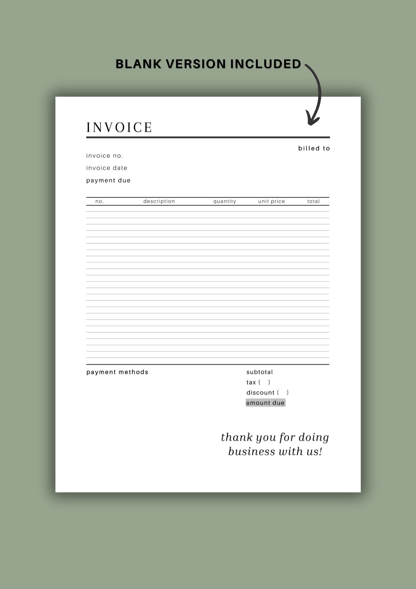 Invoice Template | Editable Business Invoice | Modern Client Invoice ...