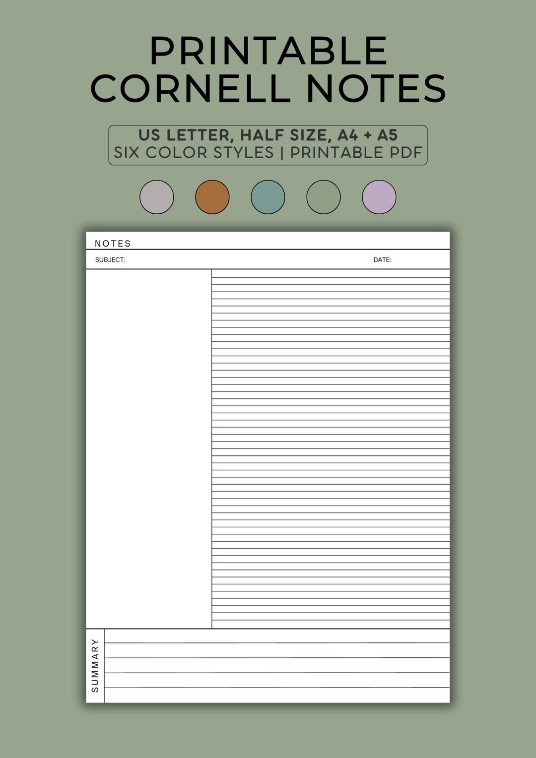 Printable Cornell Notes Template | Ruled Paper for Note Taking ...