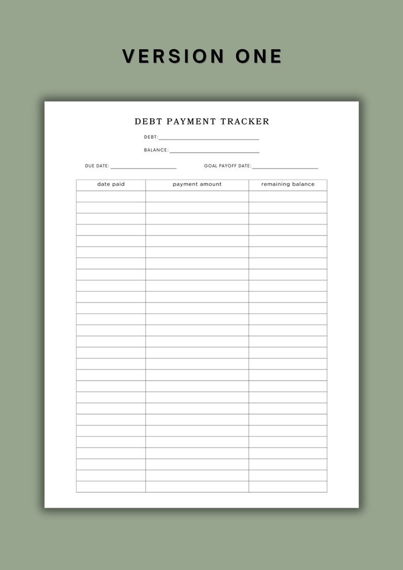 Debt Payment Tracker | Printable Debt Tracker | Debt Payoff Tracker ...